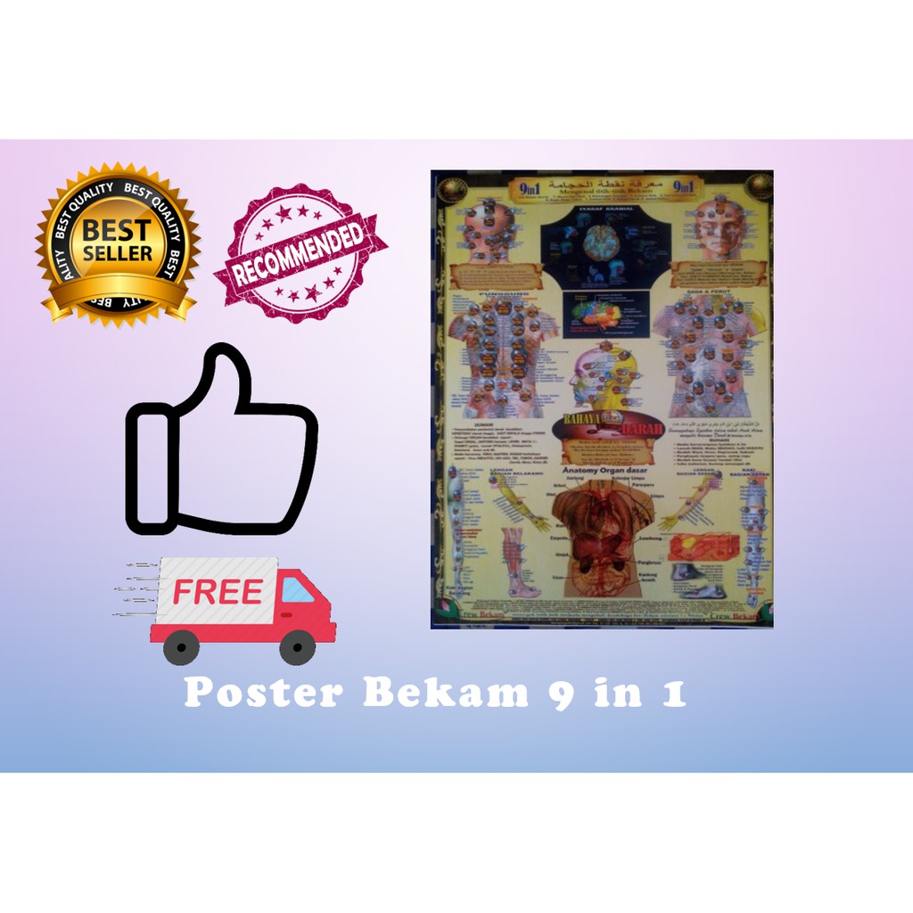 Poster Titik Bekam 9in1 | Poster Bekam 70 x 50 | Shopee Malaysia