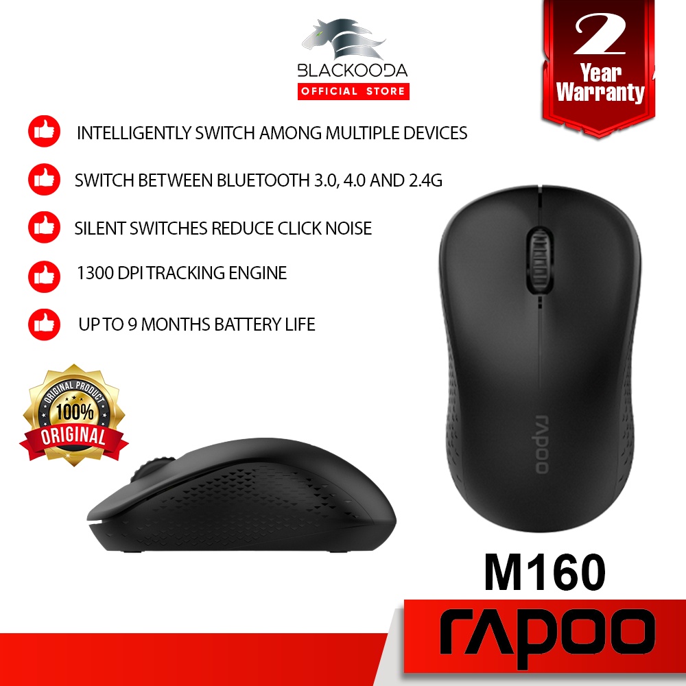 Rapoo M160 Multi-mode Wireless Mouse ( BLACK ) - 2 Year Warranty ...