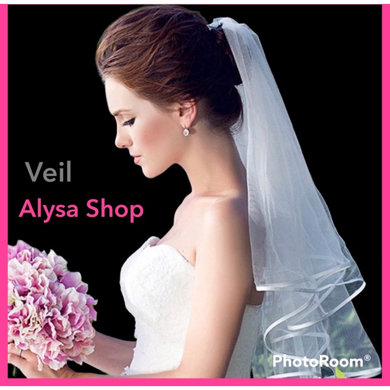 Bridal Veils White for Weddings Veil 2 layer Pengantin Tunang Murah ...