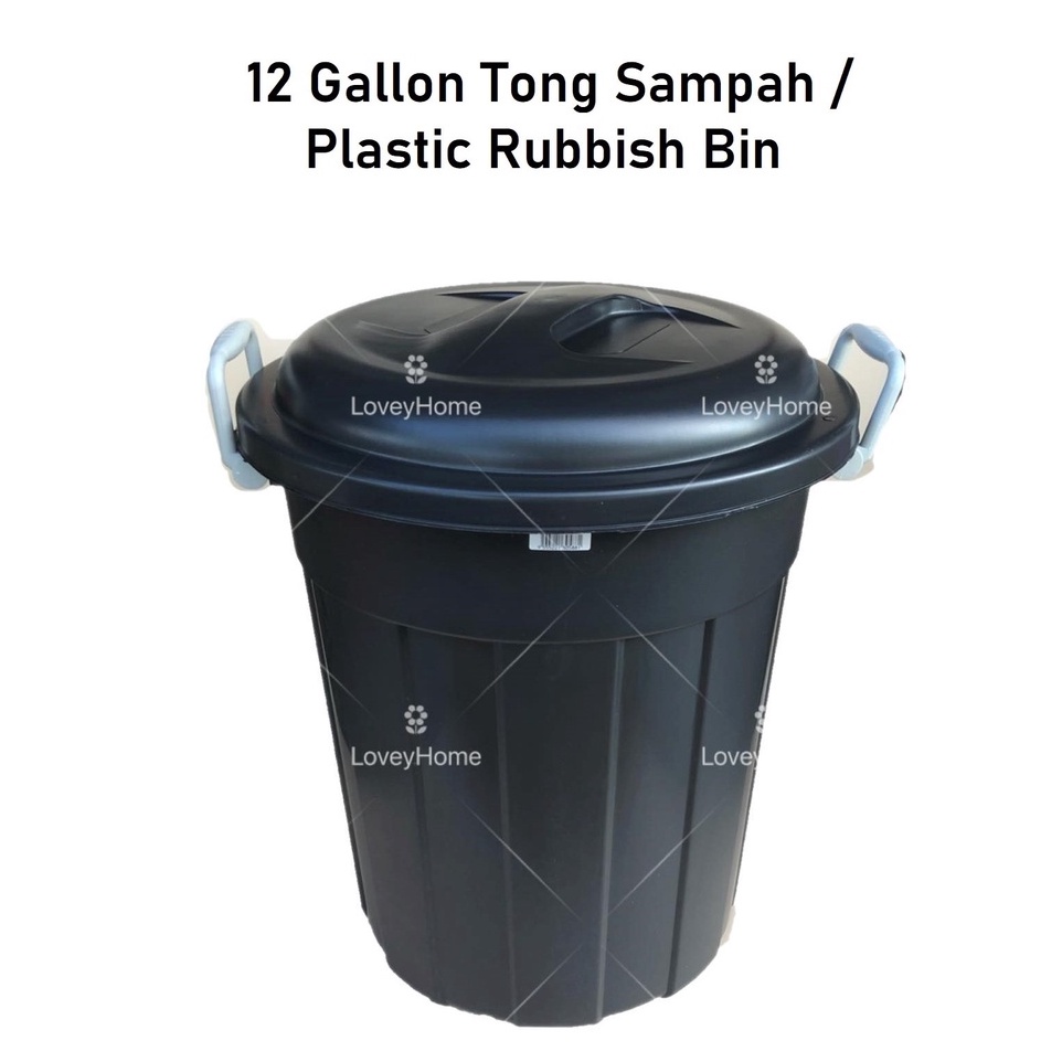 Rayaco 12 Gallon Tong Sampah Plastic Rubbish Bin Garbage Dustbin Dust ...