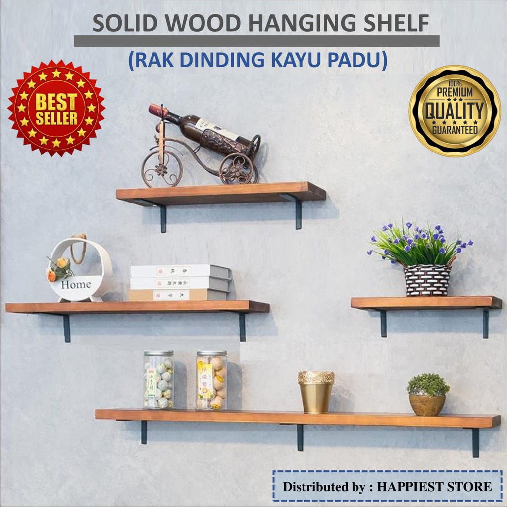 [M.SIA] SOLID WOOD TRENDY WALL MOUNTED HANGING SHELF BOOK RACK BOARD ...