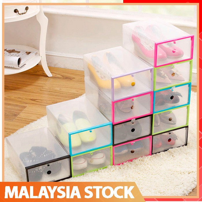 ITEM G: FREE 1 BOX RANDOM COLOR! Storage Shoe Box Transparent Colourful ...