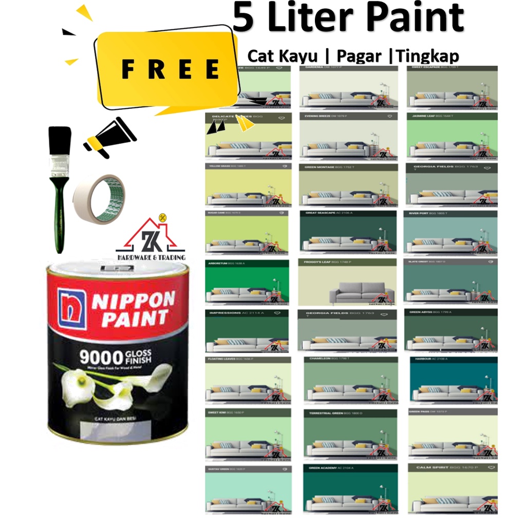 Nippon N9000 High Gloss Green Wood Paint Steel Grill Paint Door Window ...