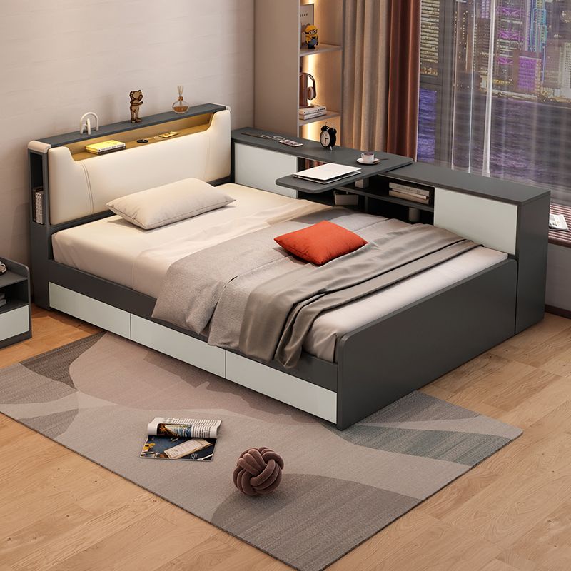 Bed modern minimalist 1.2m single bed with lamp storage bed Nordic ...