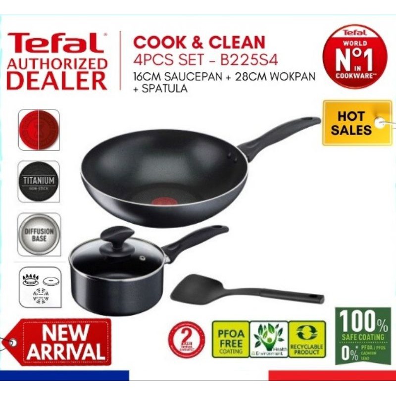 Tefal cook and clean 4pcs set, ready stock, tefal cook easy 32cm ...