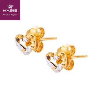 HABIB Herz White and Yellow Gold Earring, 916 Gold | Shopee Malaysia