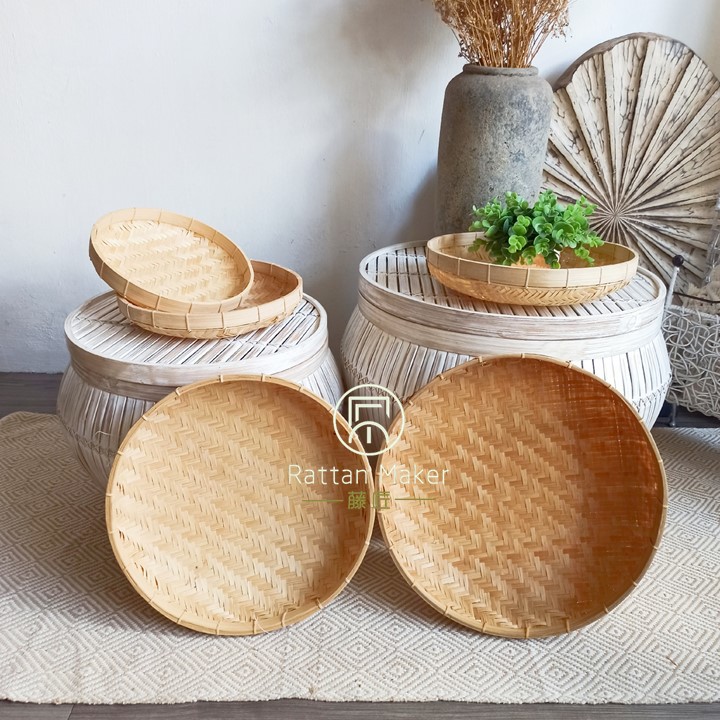 Nyiru Buluh Bulat Anyaman Tampi Kilat Makanan / Bamboo Tray / Display ...
