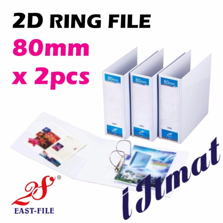 2 x East-File 2D PVC Ring File 80mm Filing A4 Size (Biggest 2D Ring ...