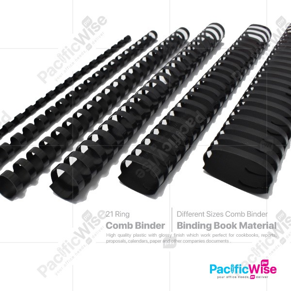 Comb Binder/Binder/Black/Plastic Ring/22mm/25mm/28mm/32mm/38mm/45mm/51mm (21 RING)-(50's ...