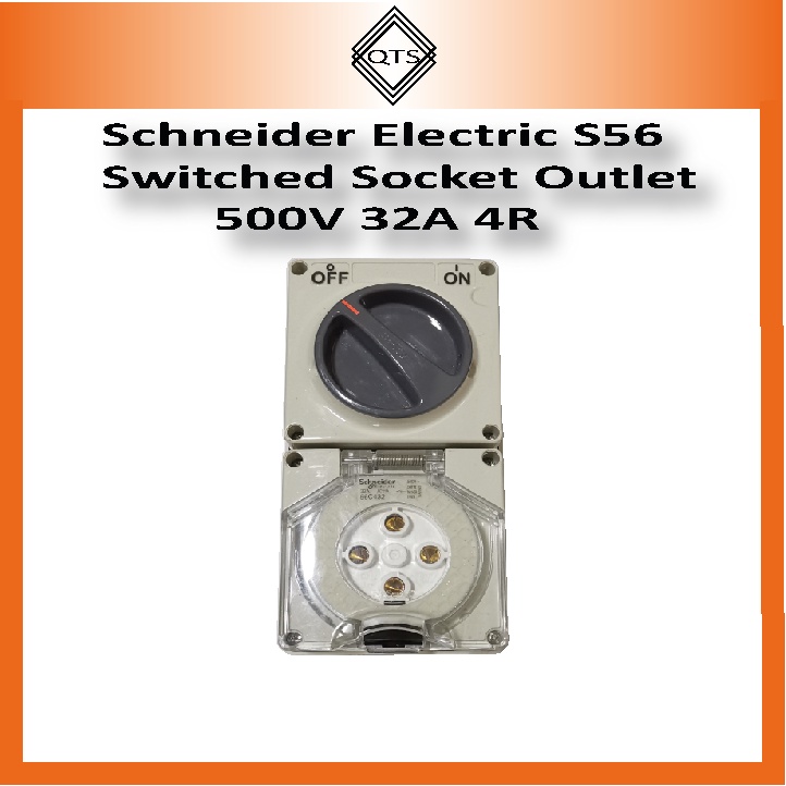 Schneider S56 Switched Power Socket Outlet Protective Cover 500VAC 32A 4Round Pin Surface Mount ...