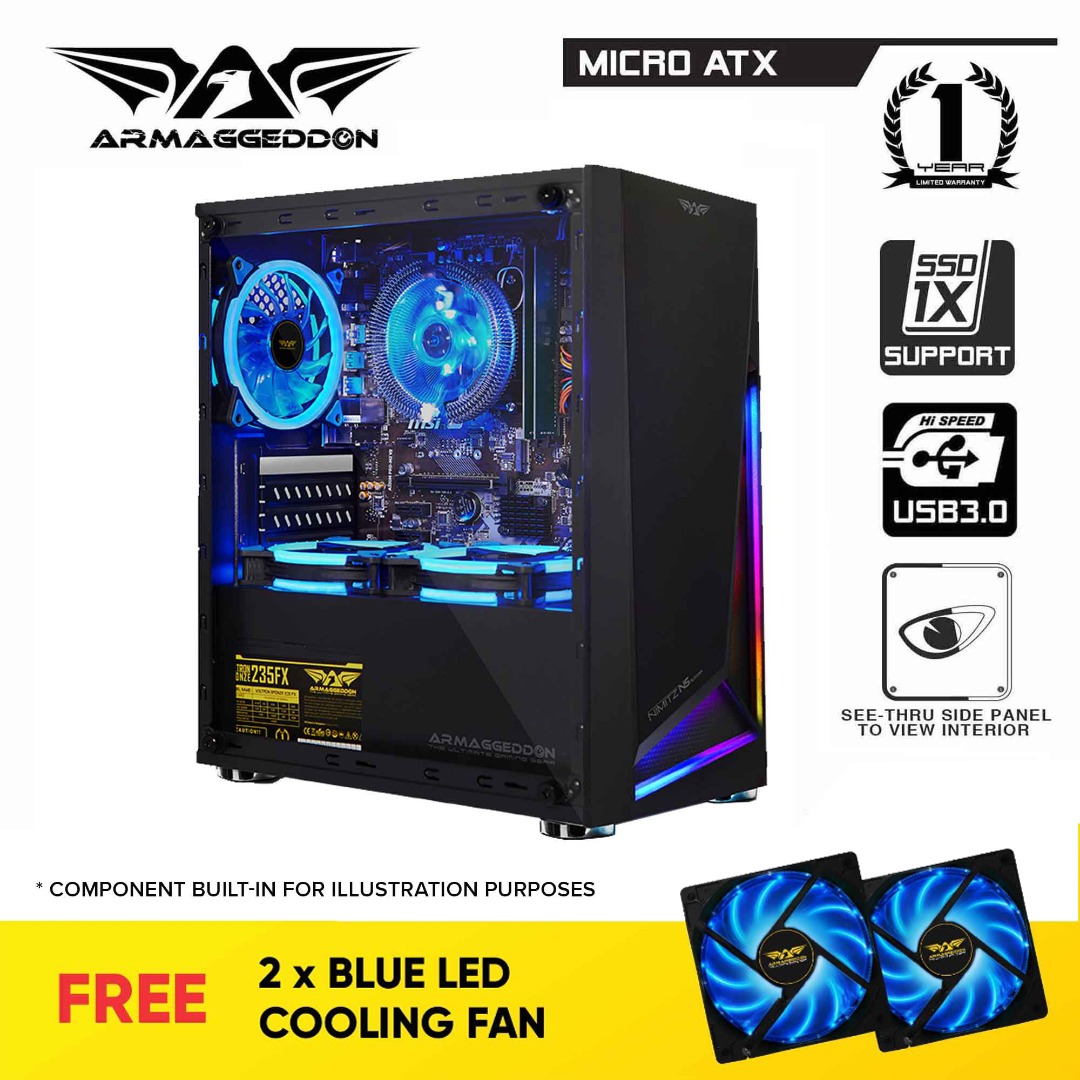 Armaggeddon nimitz n5 aurora micro atx gaming pc case | 1 year warranty ...
