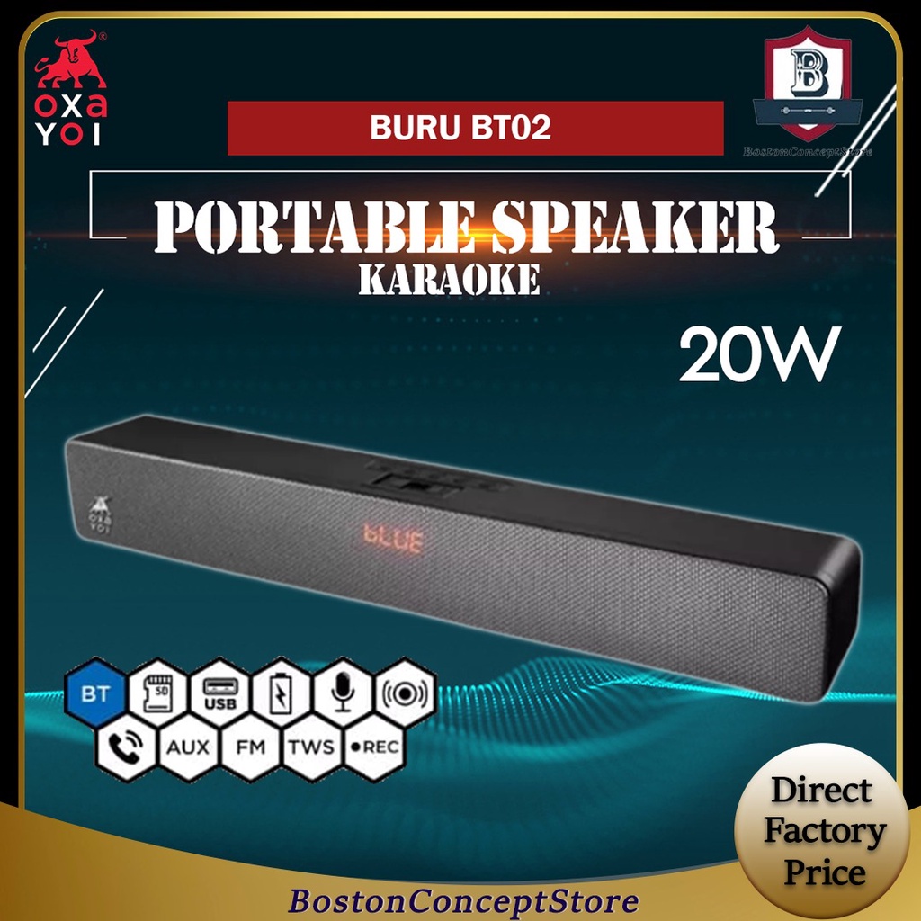 Oxayoi Buru BT02 Soundbar Portable Karaoke Speaker 20W Phone Docking Bluetooth 5.0 FM USB AUx ...