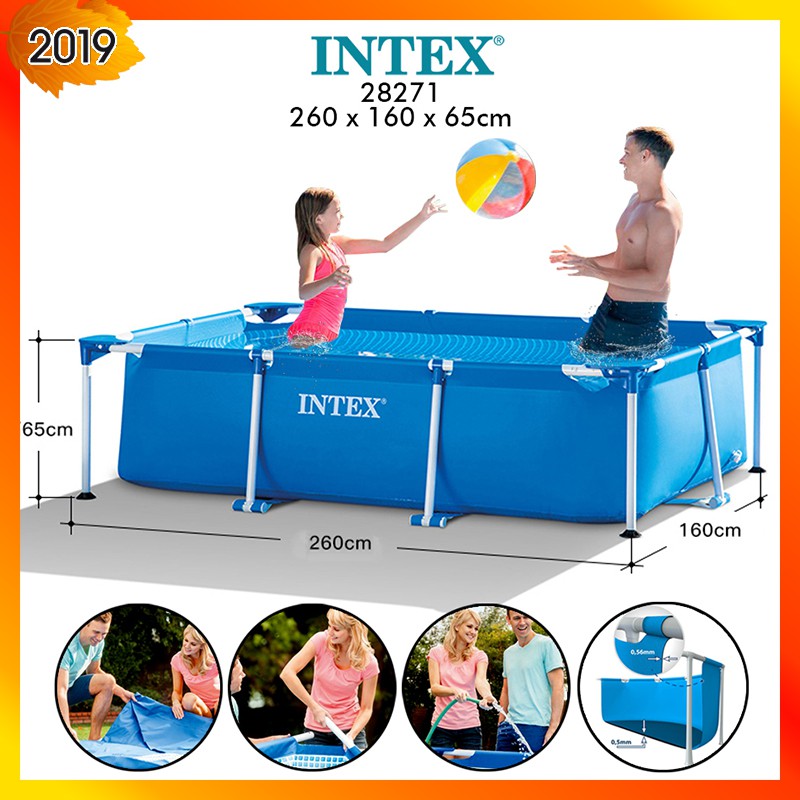 INTEX 28271 (NP296) 2.60 Meter Rectangular Frame Pool PVC Pipe Rack ...