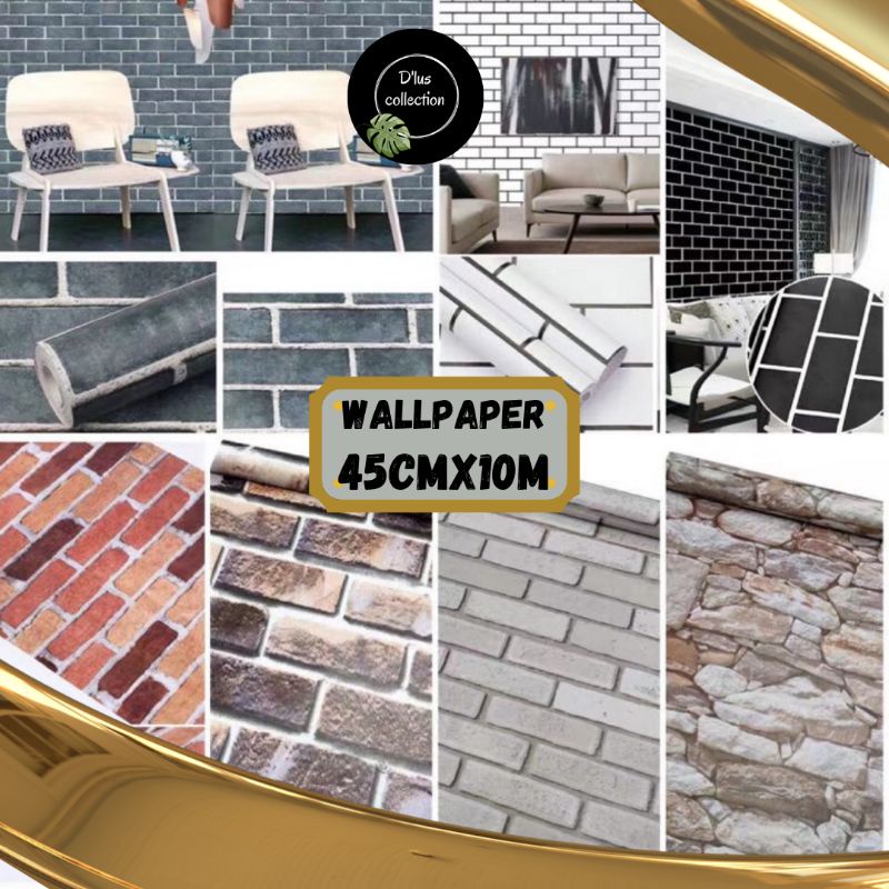 45cmx10m Brick Wallpaper Kertas Dinding Wall Sticker white brick ...