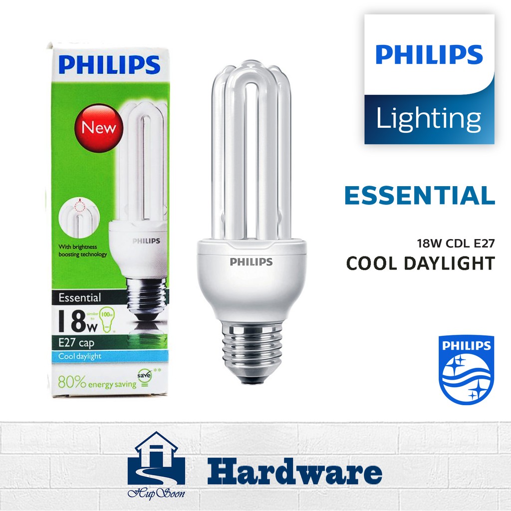 PHILIPS Essential 18W CDL E27 Light Bulb Cool Daylight 6500K (White) | Shopee Malaysia