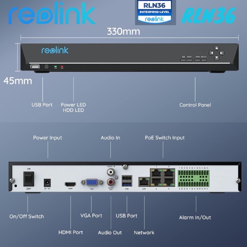 REOLINK RLN36 NVR 36 Channel NVR Work with 12MP/4K/5MP/4MP HD Reolink ...