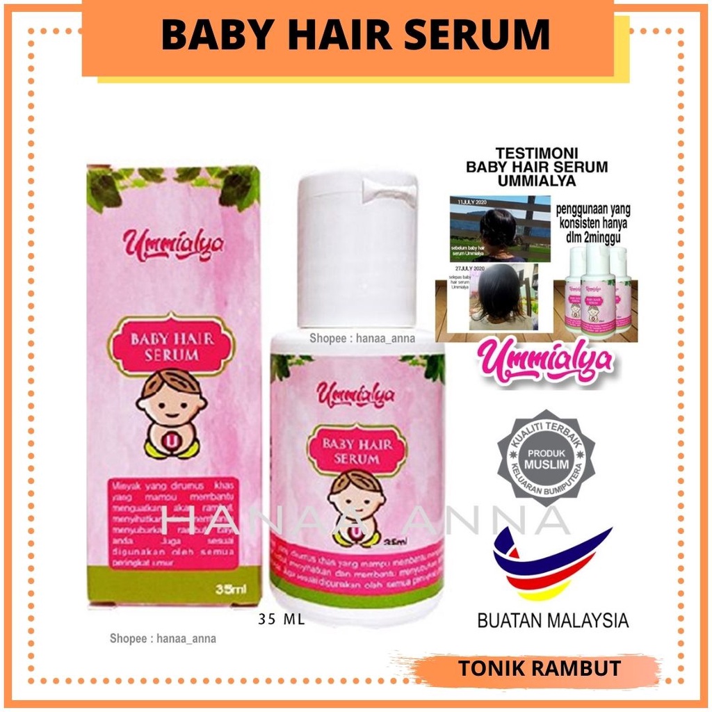 UMMIALYA BABY HAIR SERUM BAYI Minyak Rambut Bayi dan Kanak-kanak ...
