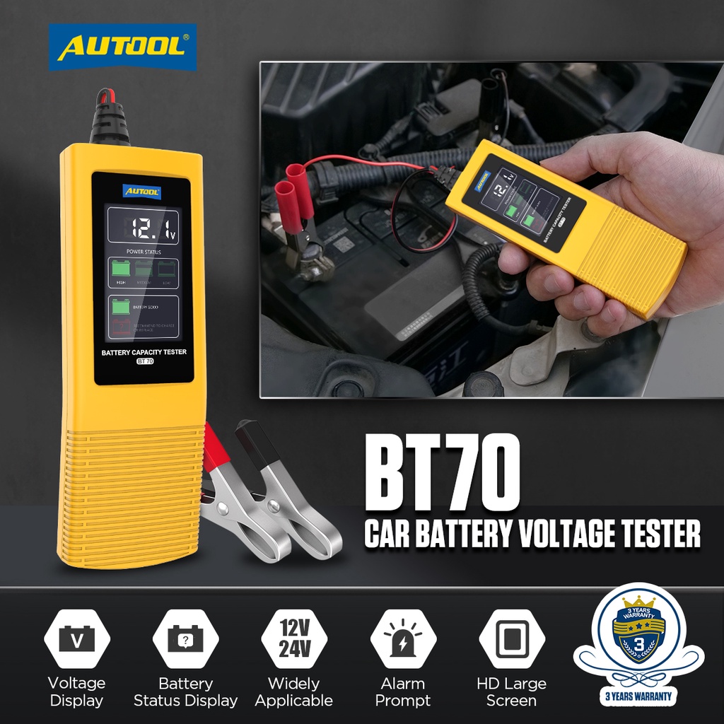 AUTOOL BT70 Car Power Monitor Battery Tester 12V Battery Analyzer ...