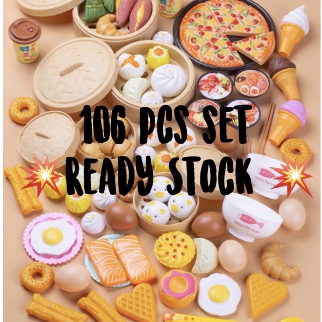 106pcs Western food accessories dim sum Kitchen Play Set Kids Mainan ...