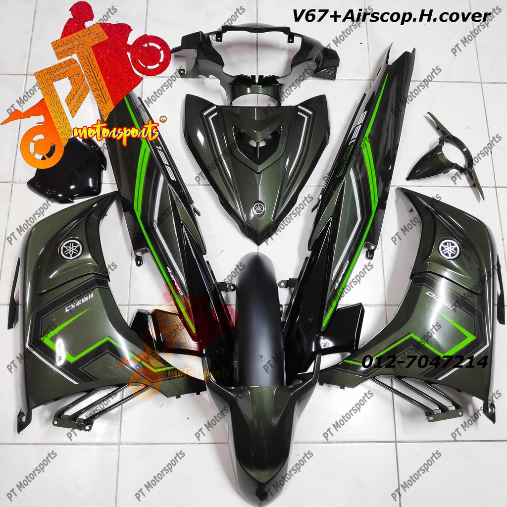 Yamaha LC 135 Cover Set V6 Grey ATAU Hijau Lumut Exciter Robot 2022 158 GREEN V1 V2 V3 V4 V5 V6 ...