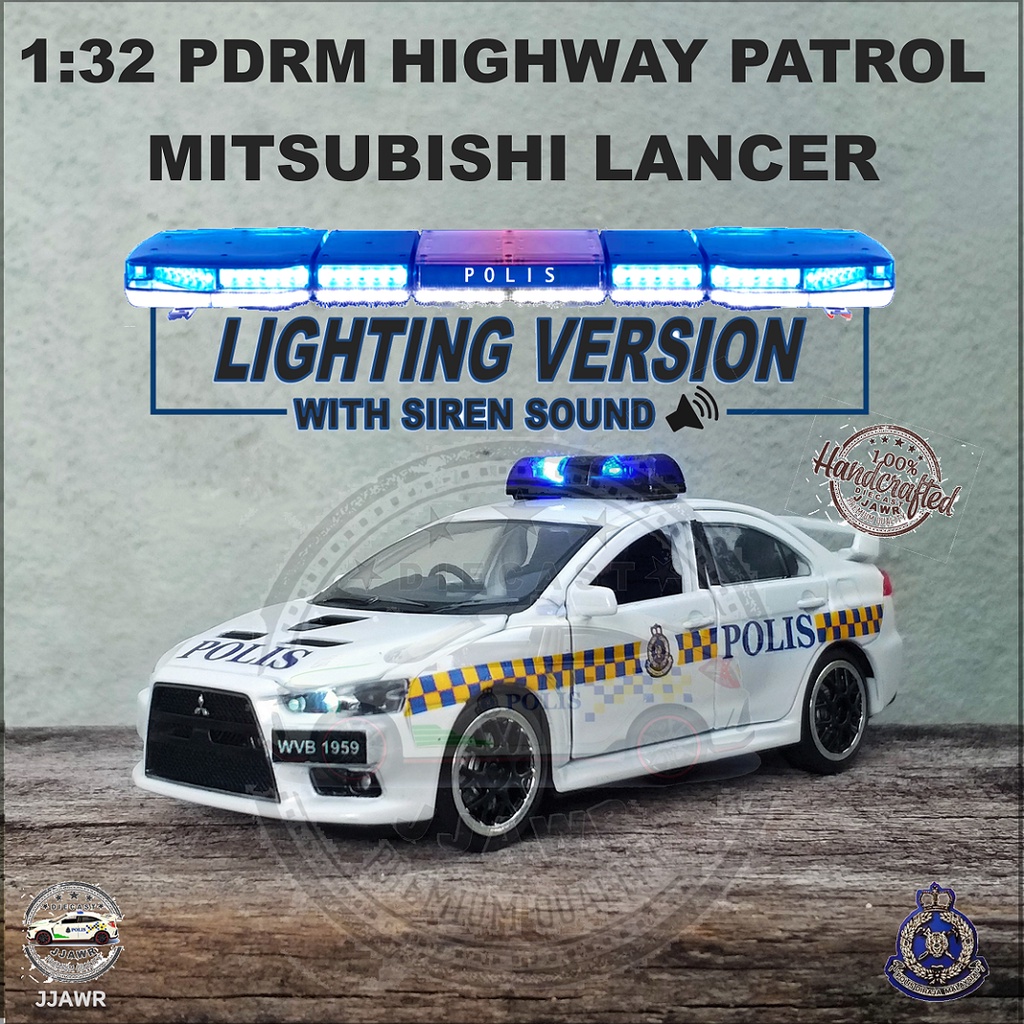KERETA POLIS LANCER SIREN 1:32 Lancer Highway Patrol Peronda Lebuhraya ...