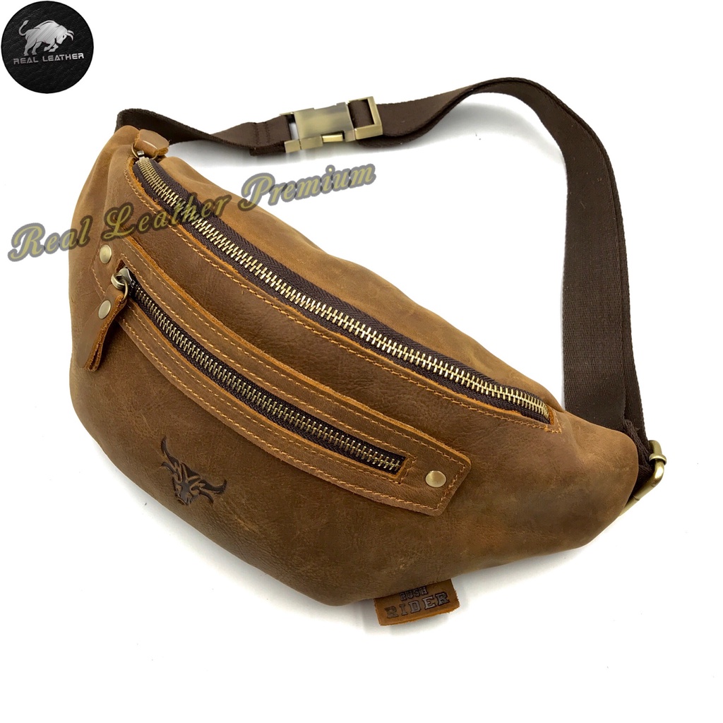 Rush Rider Leather Waist Bag Travel Casual Pouch Bag Men Chest Bag ...
