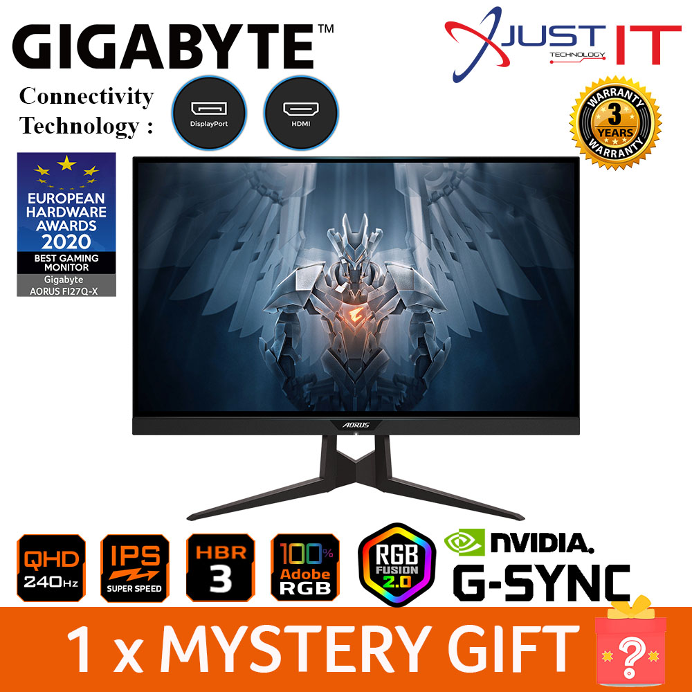 Gigabyte aorus fi27q-x 27" ips qhd 240hz 1ms hdr 400 nvdia g-sync rgb ...