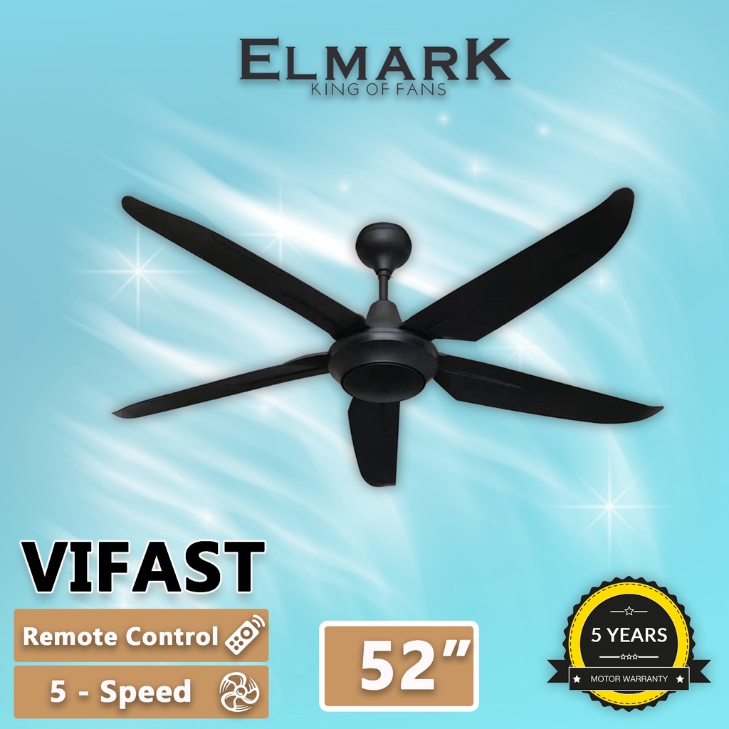 (2022 NEW) Elmark 52" VIFAST 5-Speed Remote Control Ceiling Fan With ...