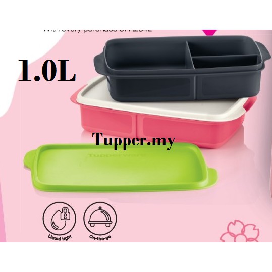 *Pink 1pc*Tupperware Jolly Tup Divided Lunch Box 1L 1.0L Red & Black ...