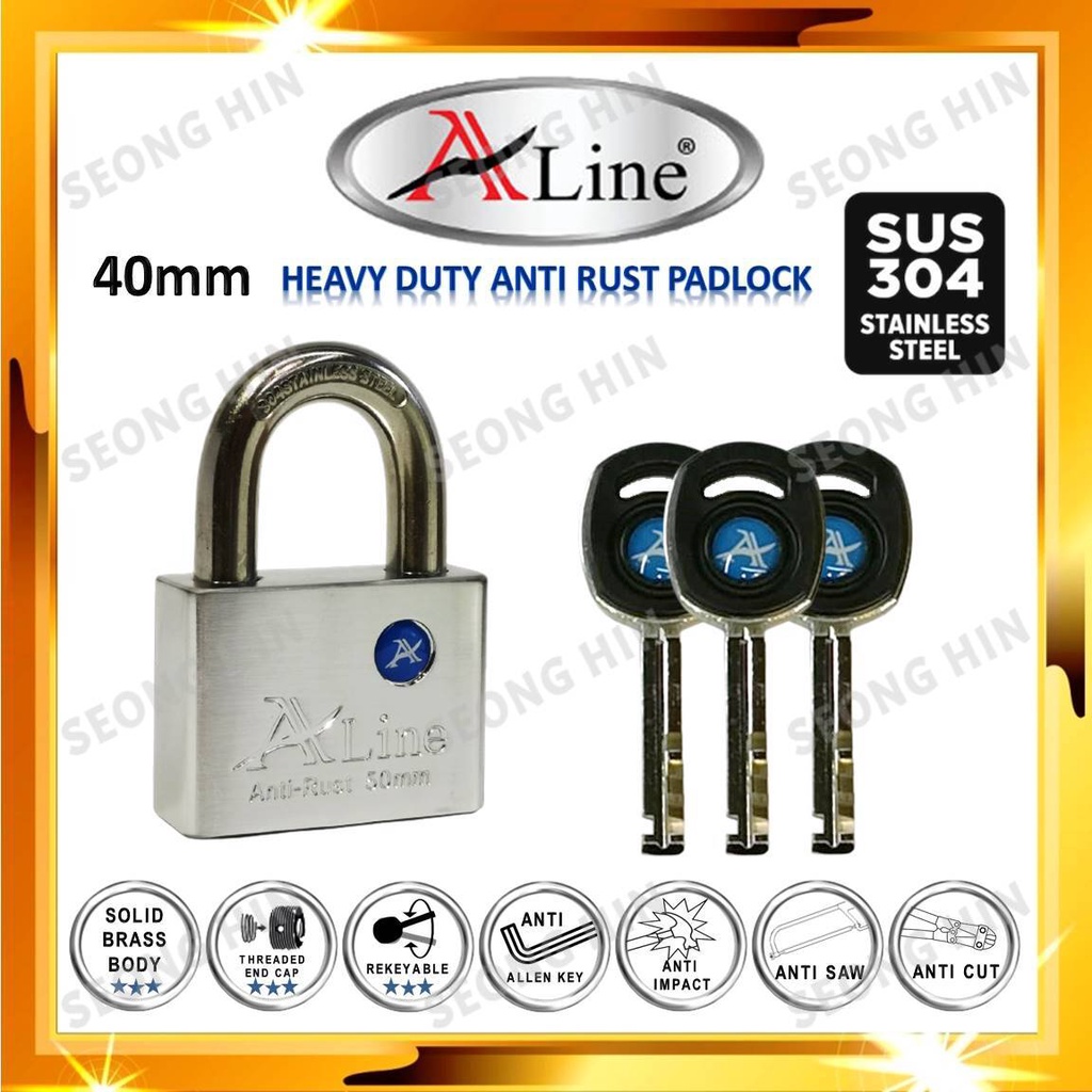 ALINE 40mm Heavy Duty Anti Rust Padlock & Key Alike System | Shopee ...