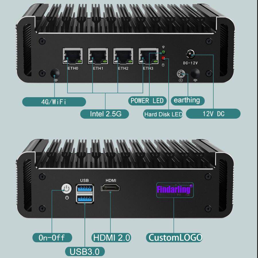 Fanless Good Cooling Pfsense Router Mini PC Firewall Quard Core Intel ...