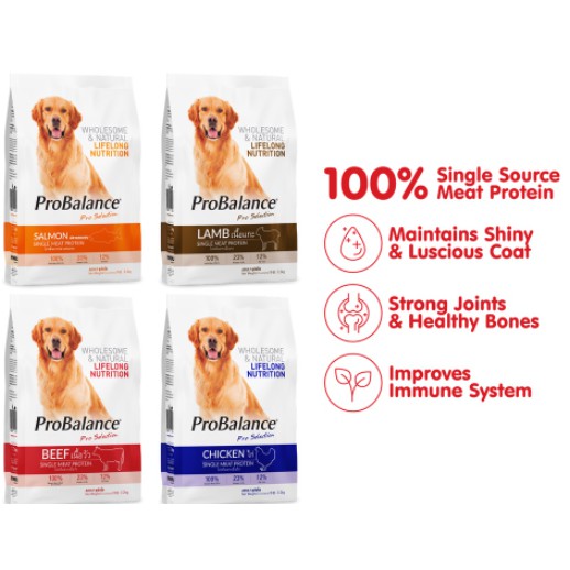 ProBalance Adult Dry Dog Food - Salmon (3kg)/Chicken/Beef/Lamb (3.2kg ...