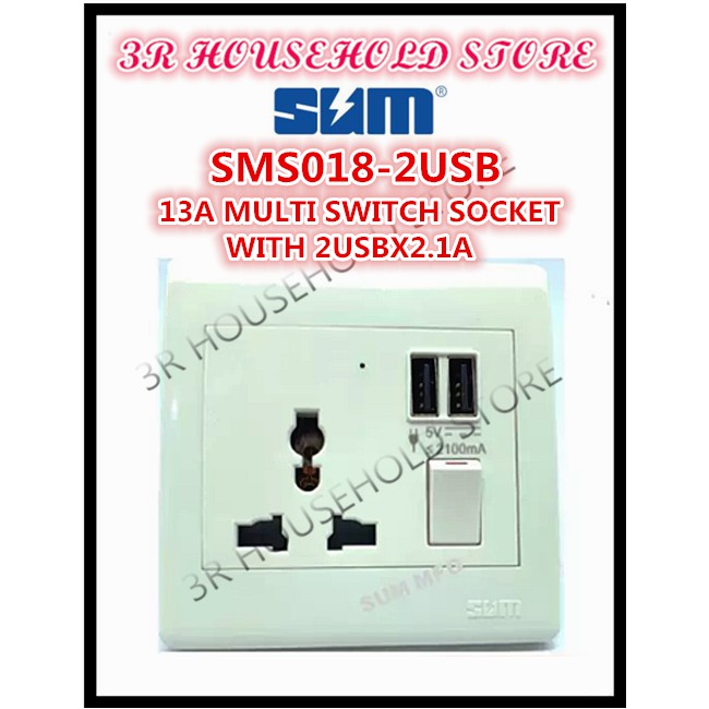 SUM-13A-Multi-Switch-Socket-2x-2.1A-5V-USB-Pot-(SMS-018-2USB-2.1A ...