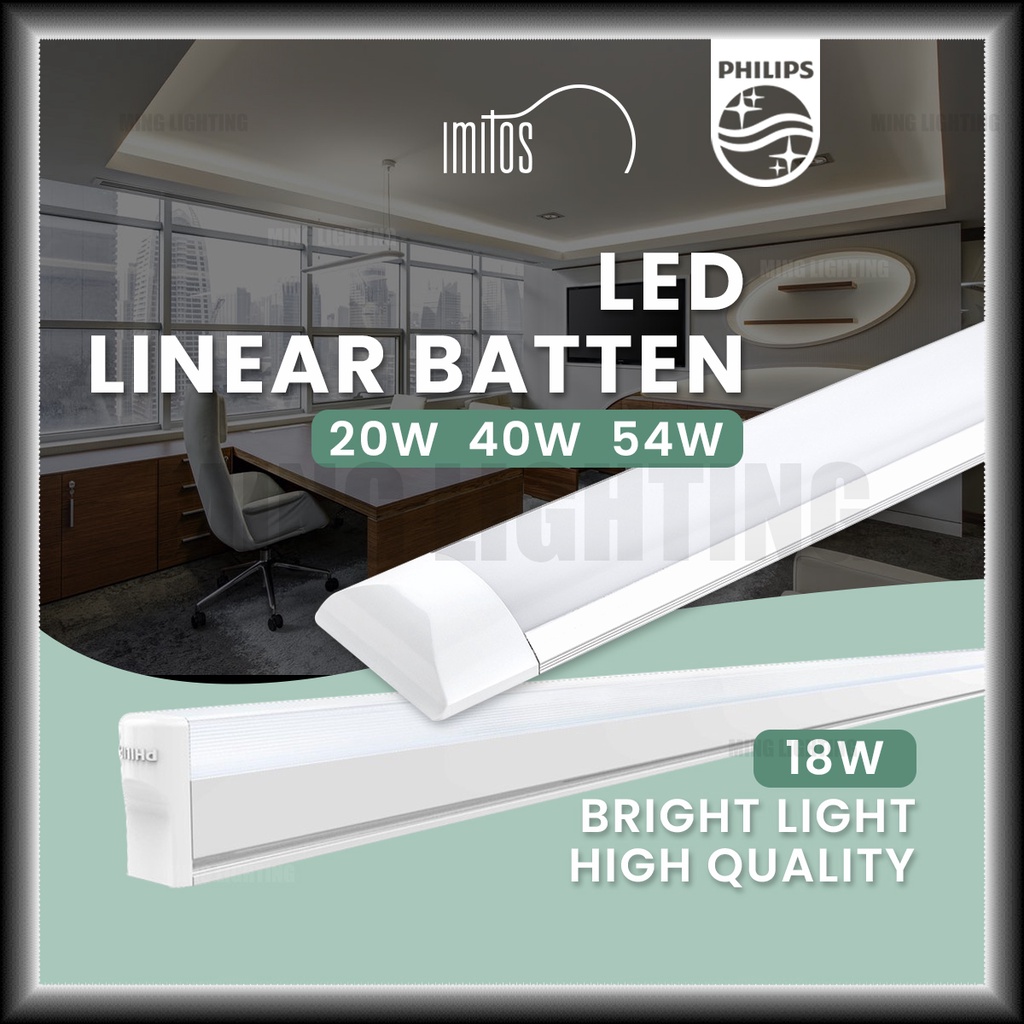 [Sirim] Philips Linear 18W LED Batten Light 4ft 2ft Strip Lights Tube ...