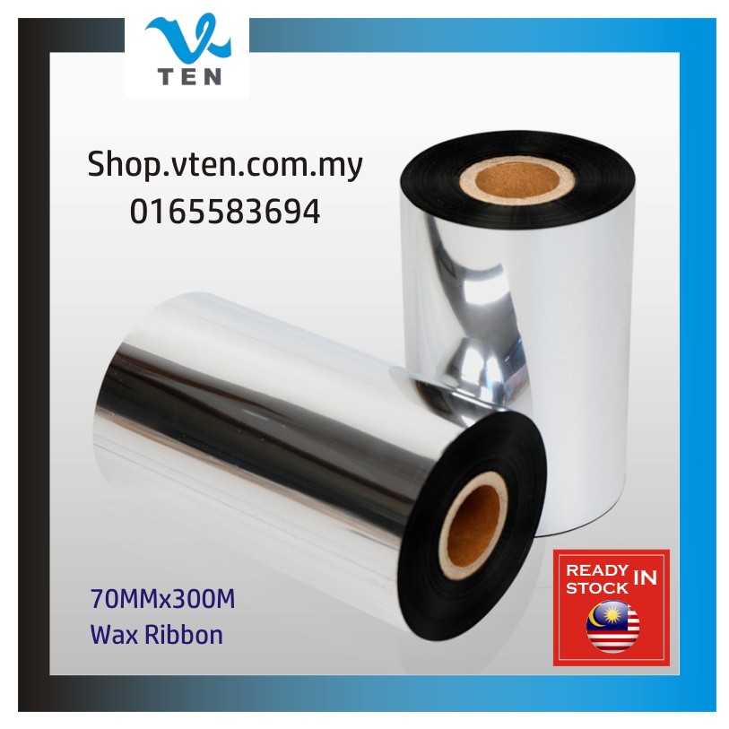 Wax Ribbon 70mm x 300m 70mm*300m Use For Barcode Printer Pita Karbon 碳带 ...