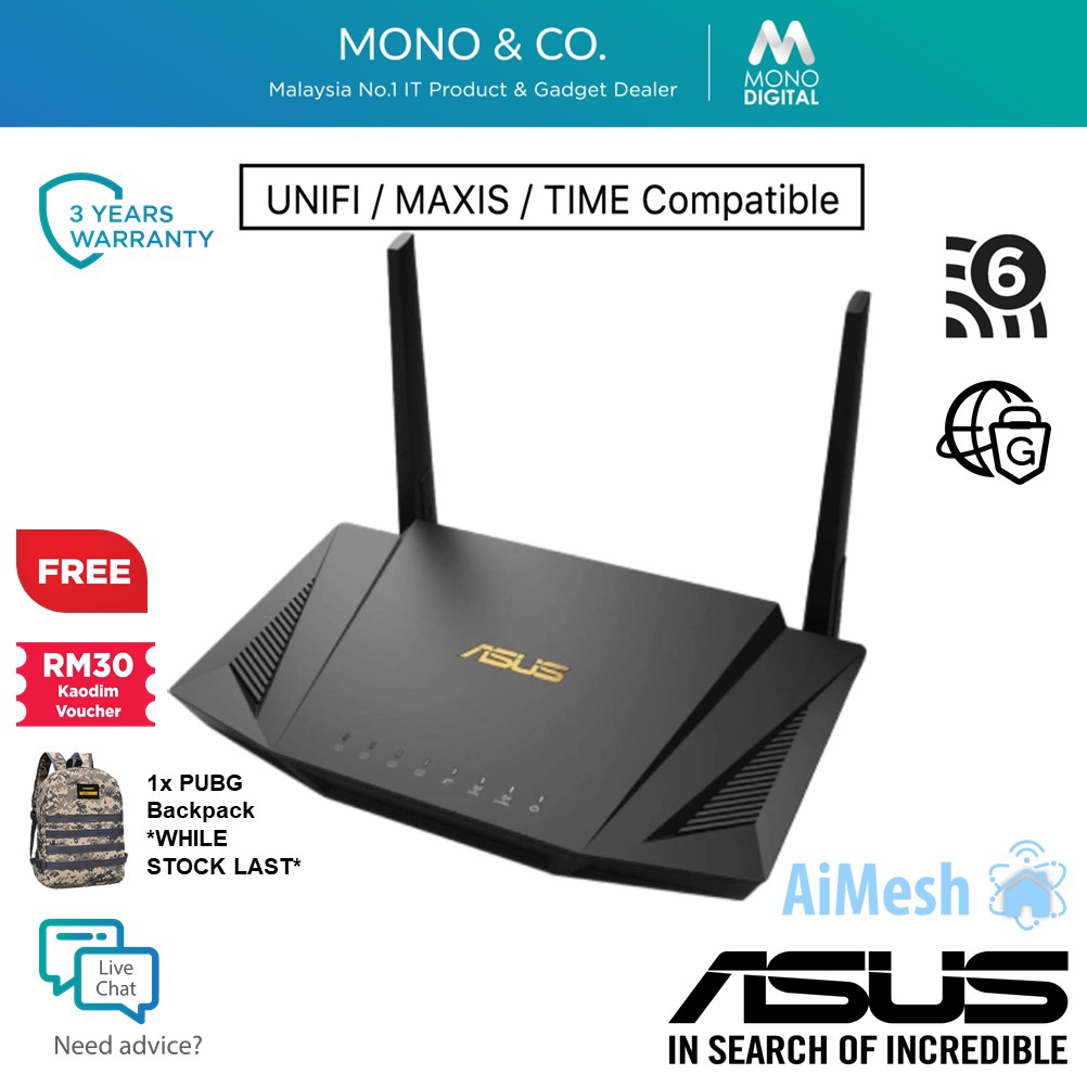 Asus router rt-ax56u ax1800 dual band wifi 6 router mu-mimo and ofdma ...