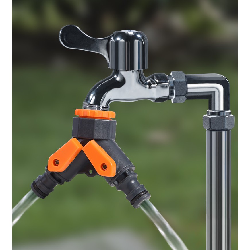Two Way Double Garden Twin Tap Hose Pipe Splitter Faucet Connector New ...