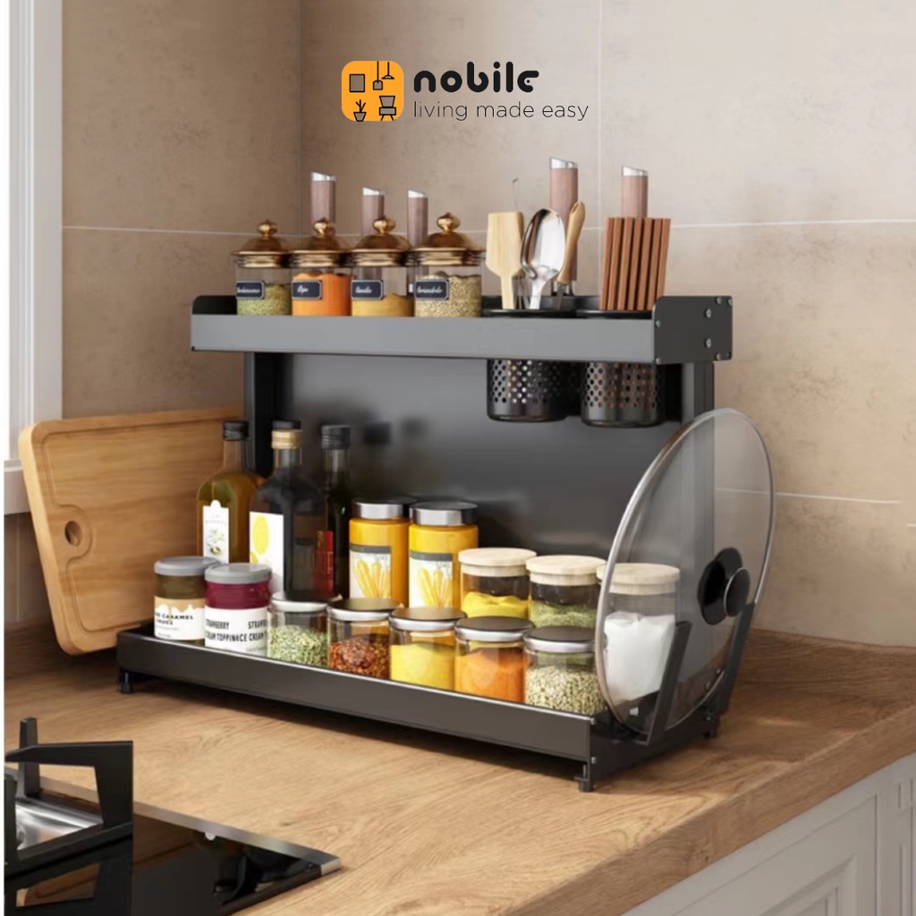NOBILE Stainless Steel Kitchen Seasoning Rack/Storage Rack/Rak Dapur ...