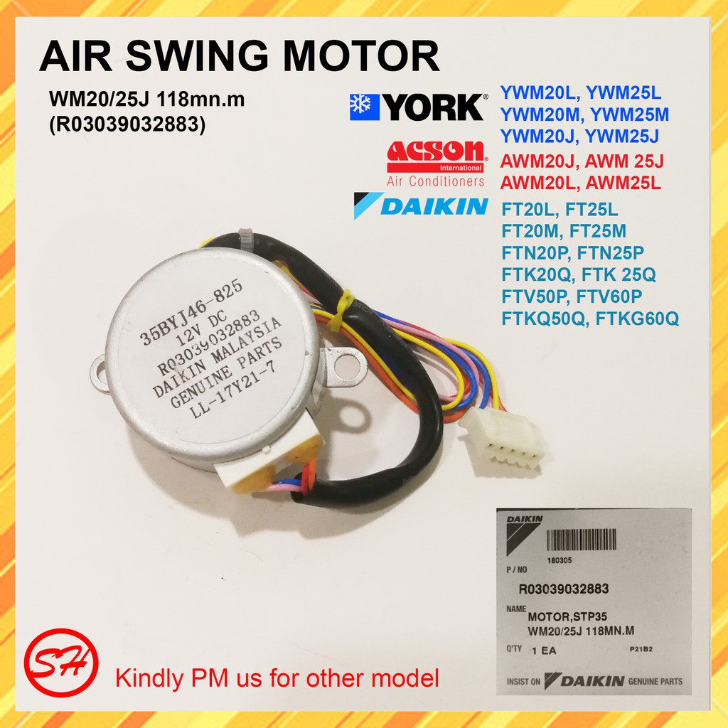 DAIKIN ORIGINAL AIR SWING MOTOR 2.0HP/2.5HP L/J/M/P/Q SERIES | Shopee ...