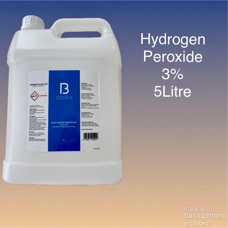 Hydrogen Peroxide 3% H2O2 5L (Non-Toxic Disinfectant) Ready Use ...