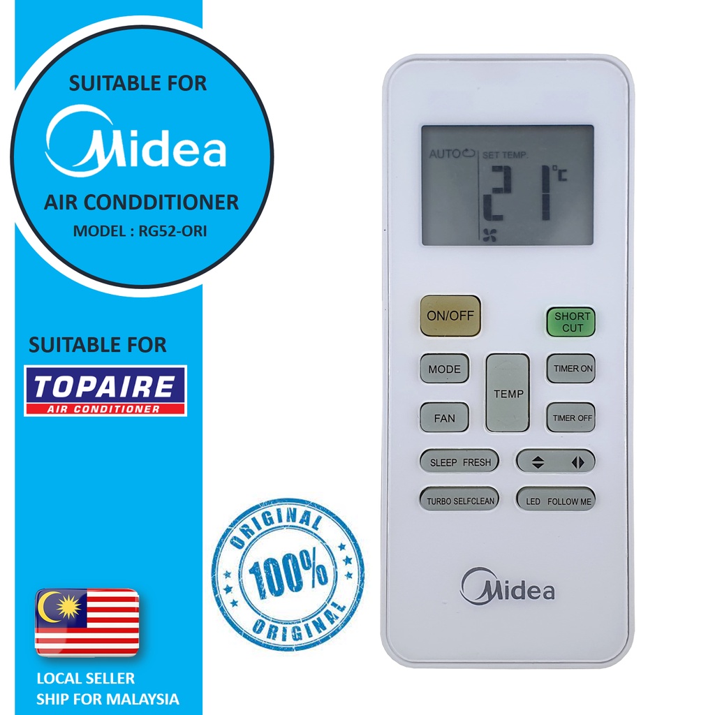 Midea **Original** Midea Air Cond Aircond Air Conditioner Remote ...