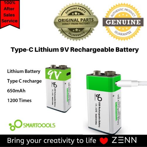 Smartools Type-C Lithium 9V Rechargeable Battery | Shopee Malaysia