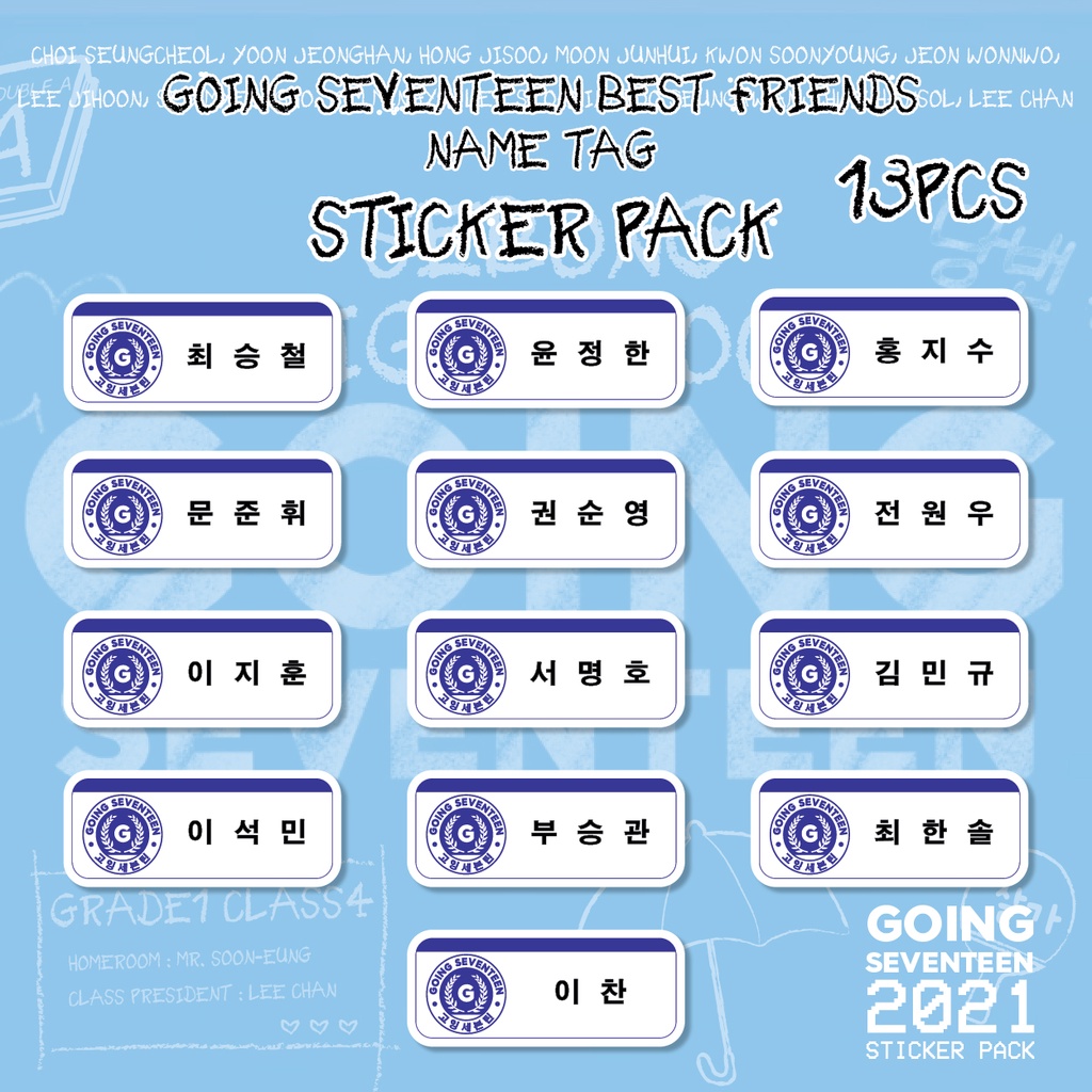 GOING SEVENTEEN 2021 BEST FRIEND NAMETAG STICKER PACK | Shopee Malaysia