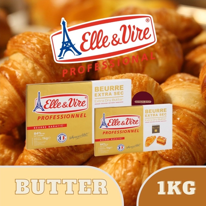 ELLE & VIRE EXTRA DRY UNSALTED BUTTER SHEET 84% 1KG / Elle Vire Butter ...