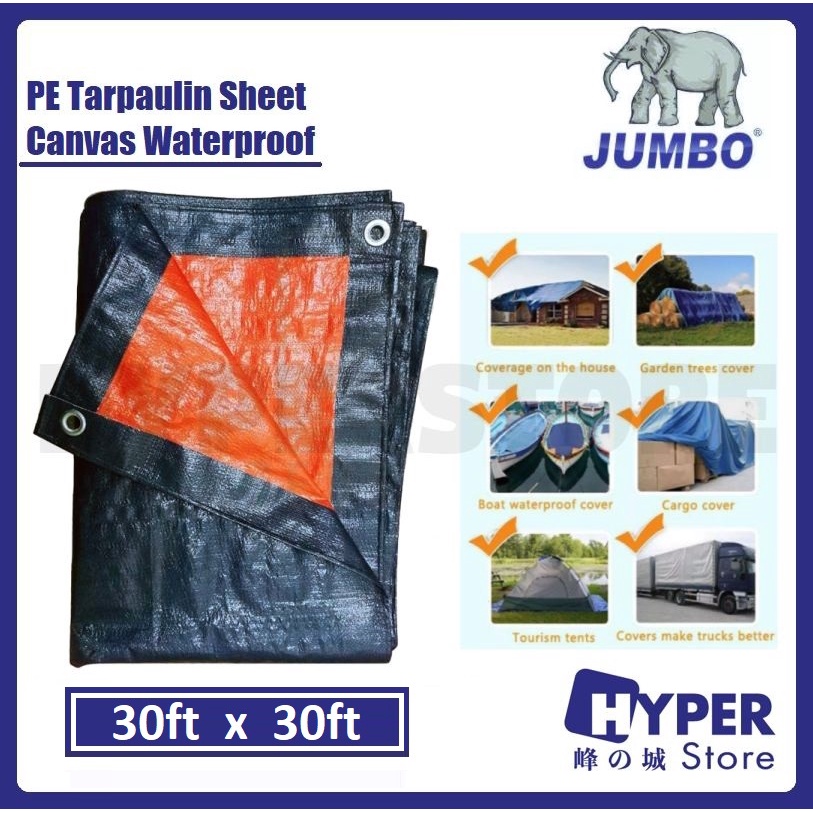 JUMBO 30' x 30' PE Tarpaulin Sheet Canvas Waterproof / Kanvas Lembaran ...