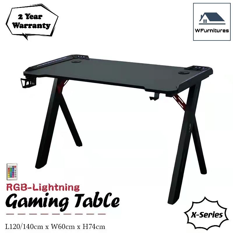X-Type Carbon Fiber Gaming Table Gaming Desk With Full Metal Leg & RGB ...