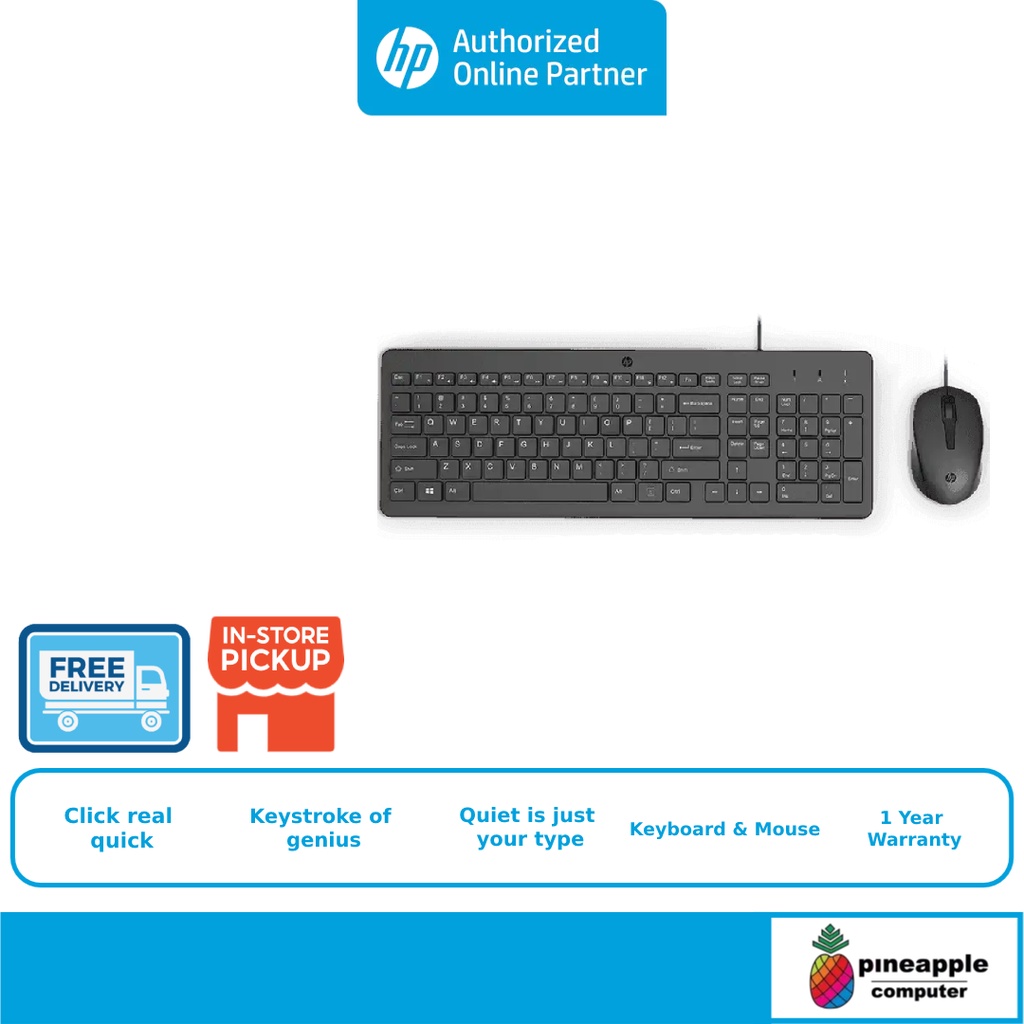 HP 150 Wired Mouse and Keyboard Combo Extremely Precise Work Click Very ...