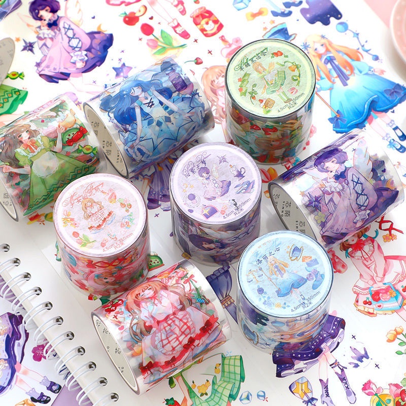 2 Meters Kawaii Cartoon Girl Series Tape Stickers Student Stationery ...
