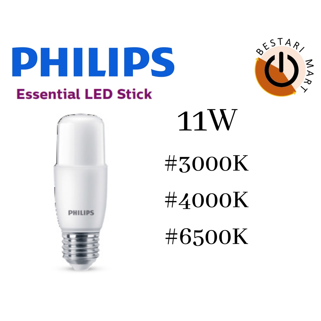 PHILIPS ESSENTIAL LED DL STICK 11W E27 (3000K / 4000K / 6500K) | Shopee ...