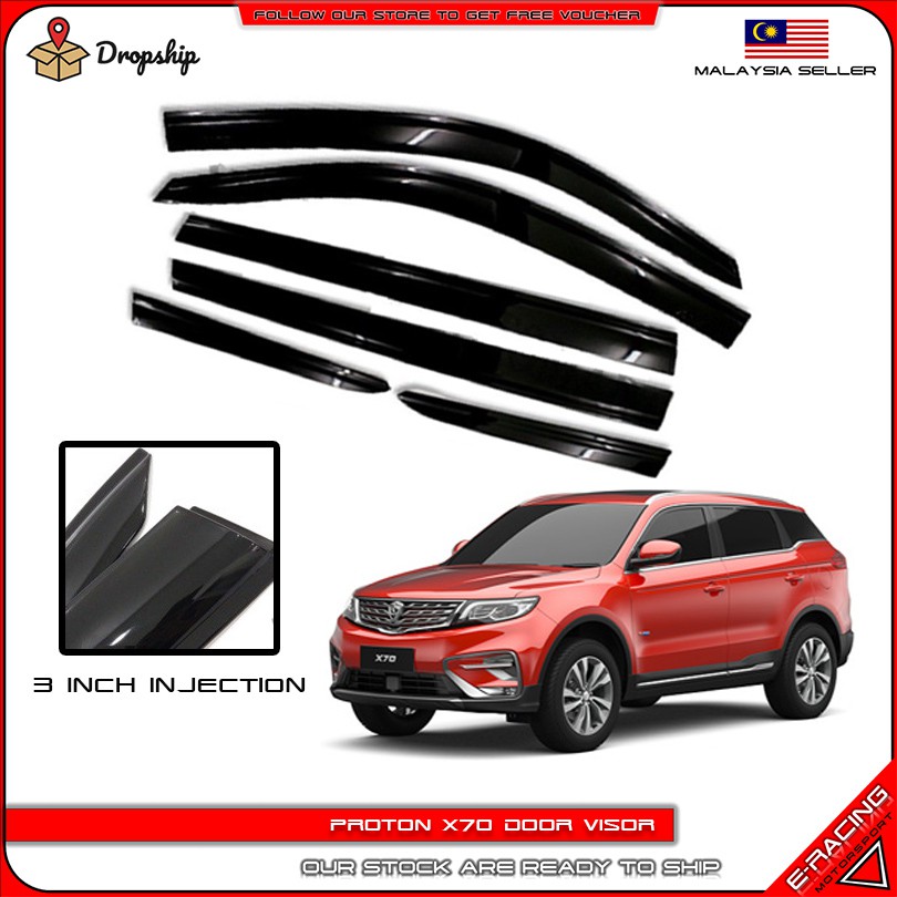 Proton X70 3" Injection Door Visor With X70 Logo Air Press Car Window ...
